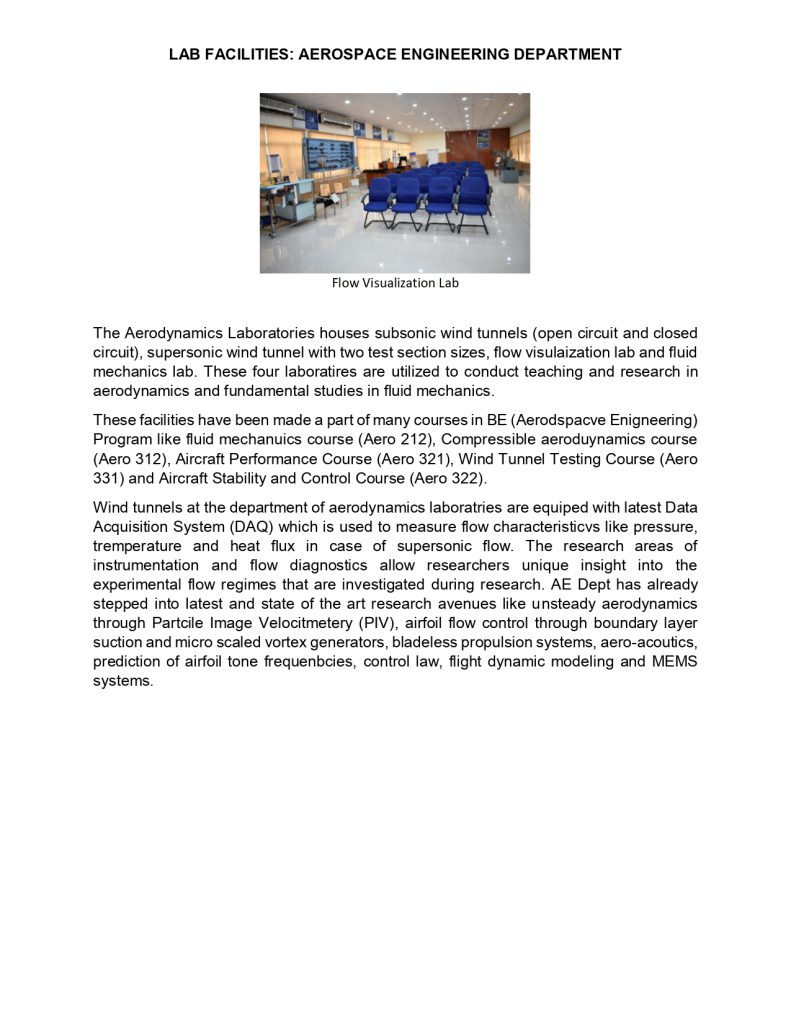 Lab Facilities - NUST College of Aeronautical Engineering (CAE)